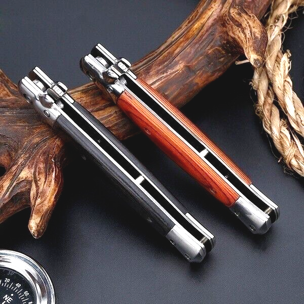 STILETTO FOLDING POCKET KNIFE Black or Brown CLASSIC GANGSTER FREE ...