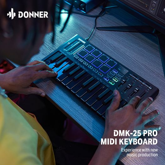 🎹 Donner USB-C MIDI Keyboard DJ Controller OLED 25 Key 8 Drum Pads ...