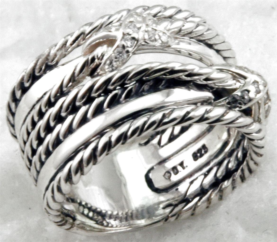 DAVID YURMAN Wide Double Diamond Crossover ring size 9 - Gem