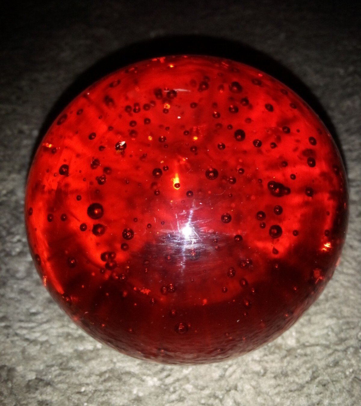Vintage Mid-Century Modernist Ruby Red Paperweight w/ Glass Bubbles ...