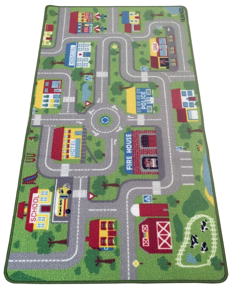 City Street Map Kids' Rug with Roads Kids Rug Play mat with School ...