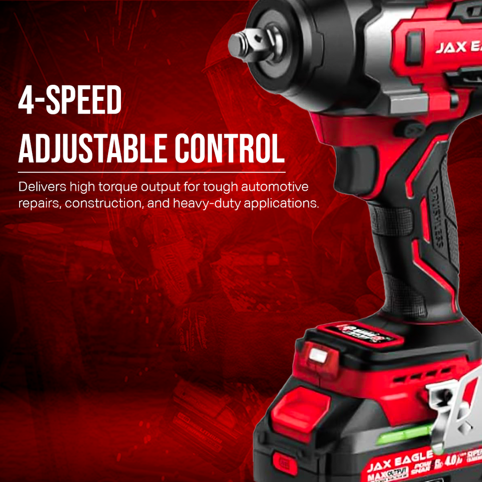 Jax Eagle 20V Cordless Impact Wrench 1/2" Impact Gun With 1 Charger & 1 ...
