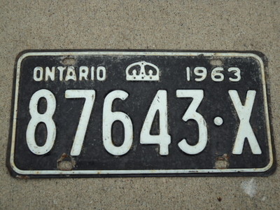 1963 ONTARIO CANADA License Plate 87643 X Can | eBay UK