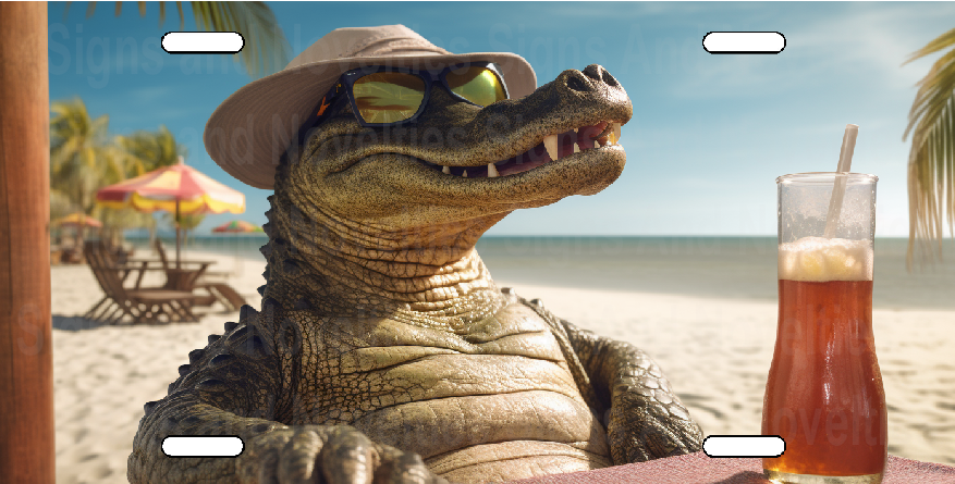Alligator on the Beach License Plate Custom add your own text | eBay