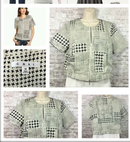 CAbi 931 SM Stretch Cotton Blend Houndstooth Top/Jacket NWT $108 | eBay