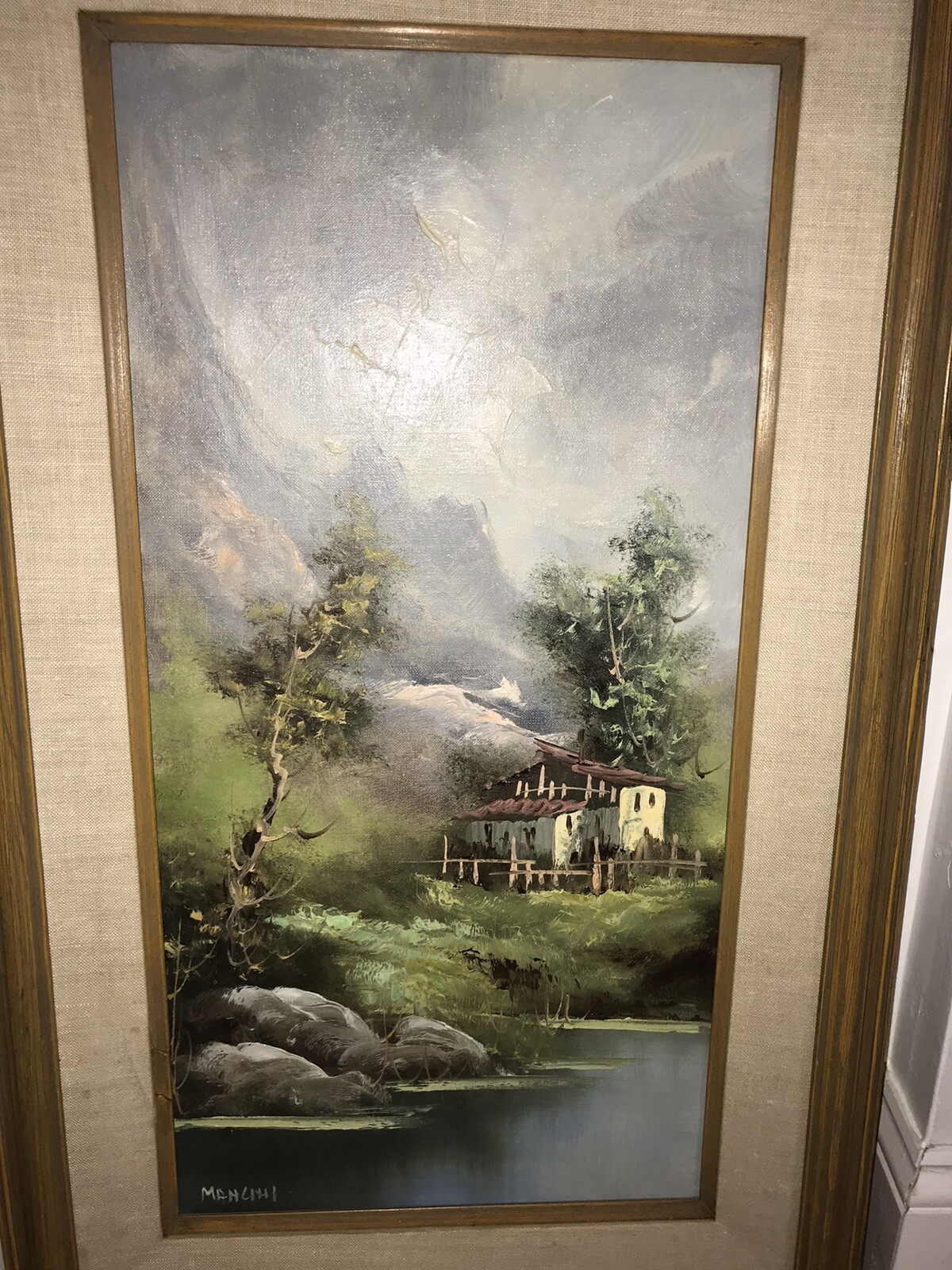 Original Oil Painting By Carlo Mancini (1829-1910), 12”x24”, Wood Frame ...