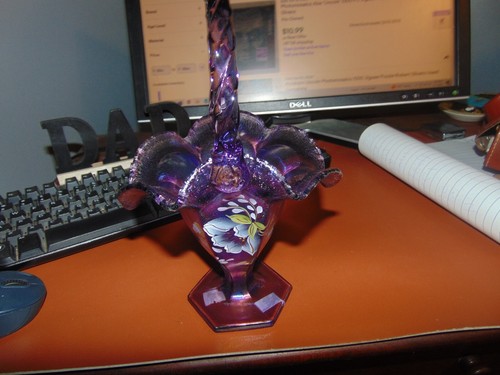 Stunning Signed George Fenton Stretch Art Glass HP Basket | eBay