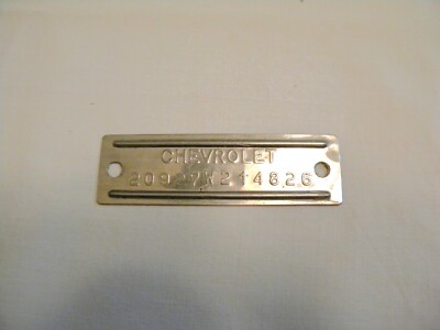 Genuine 1962 EMBOSSED ID DOOR TAG CHEVY CHEVROLET CORVAIR MONZA? Willow ...