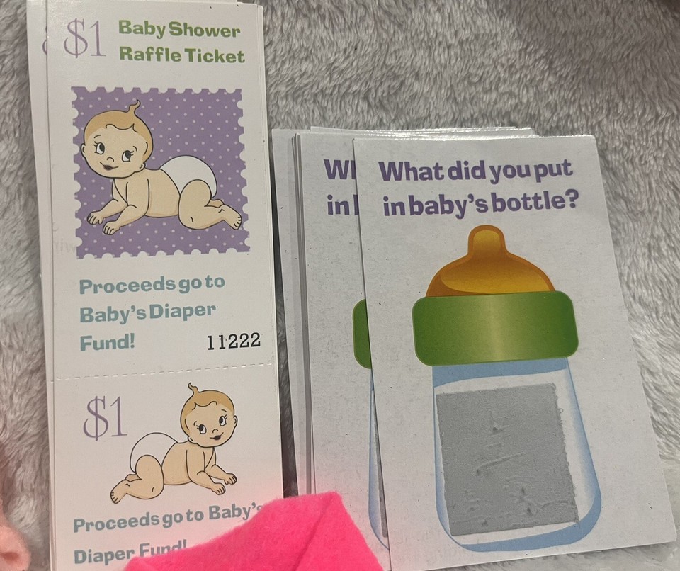 Baby Shower Game Dirty Diaper Party Raffle Tickets Baby’s Bottle Cards ...
