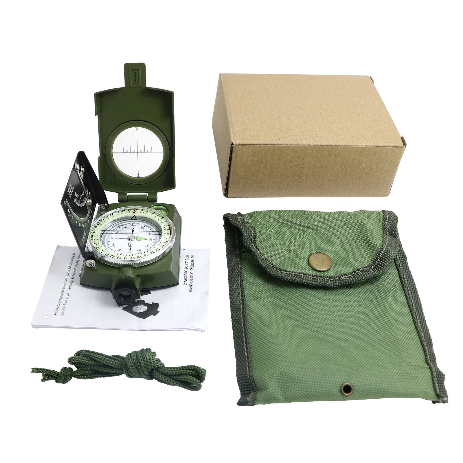 Military Waterproof Compass Clinometer Army Type Pocket Hiking Kit ...