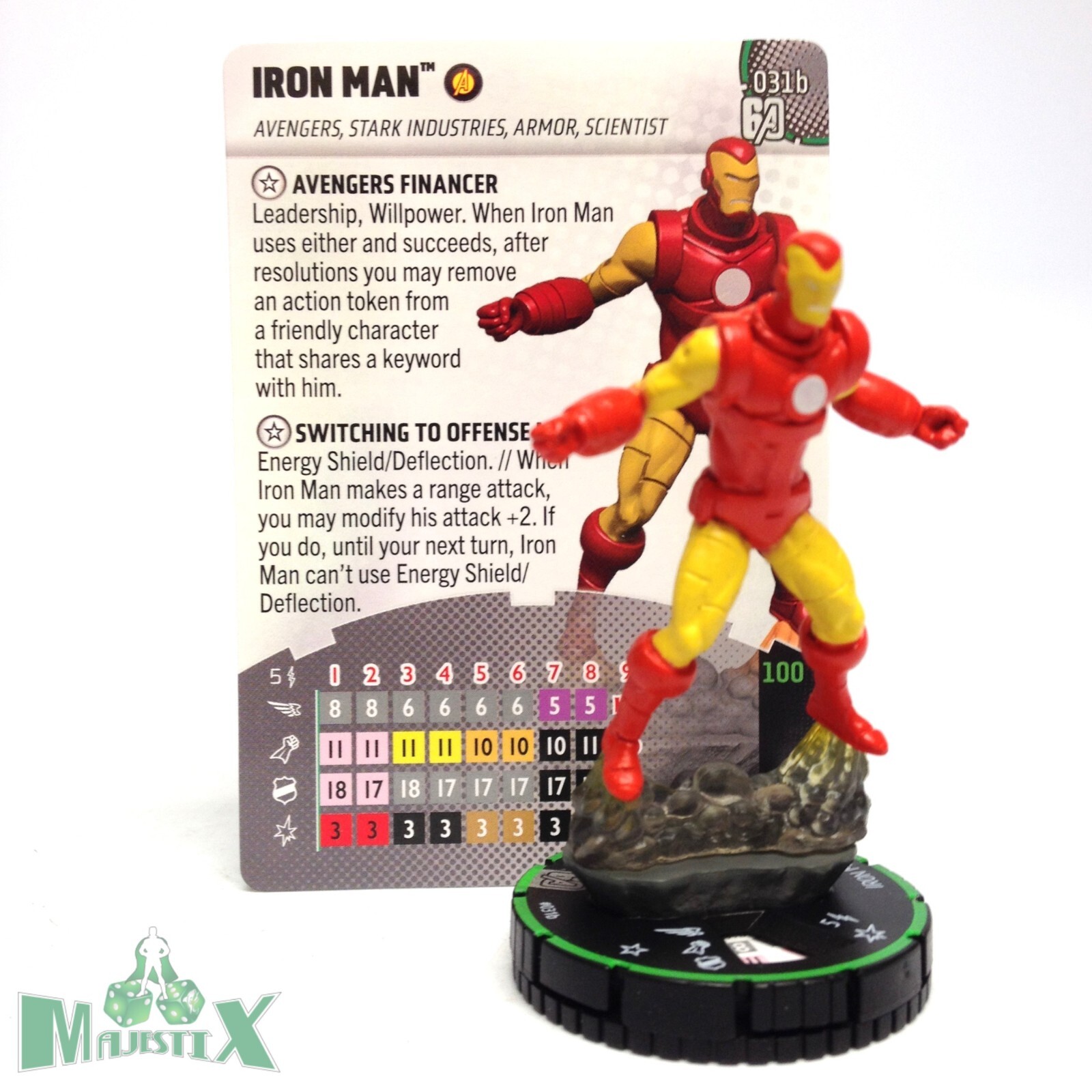 Heroclix Avengers 60th Anniversary set Iron Man #031b Prime figure w ...