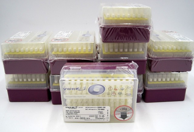 7 Racks of 96 VWR 82003-196 Sterile 1-200ul Aerosol Filter Pipet Tips ...