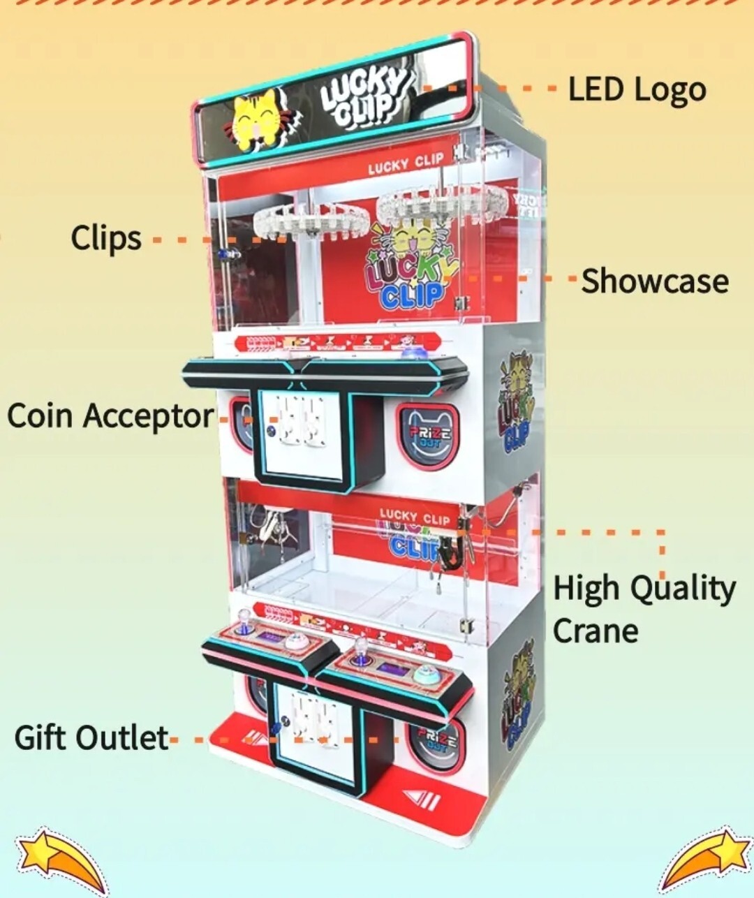 Rotating Spinning 25 Clip Prize Skill Redemption Claw Machine Arcade ...