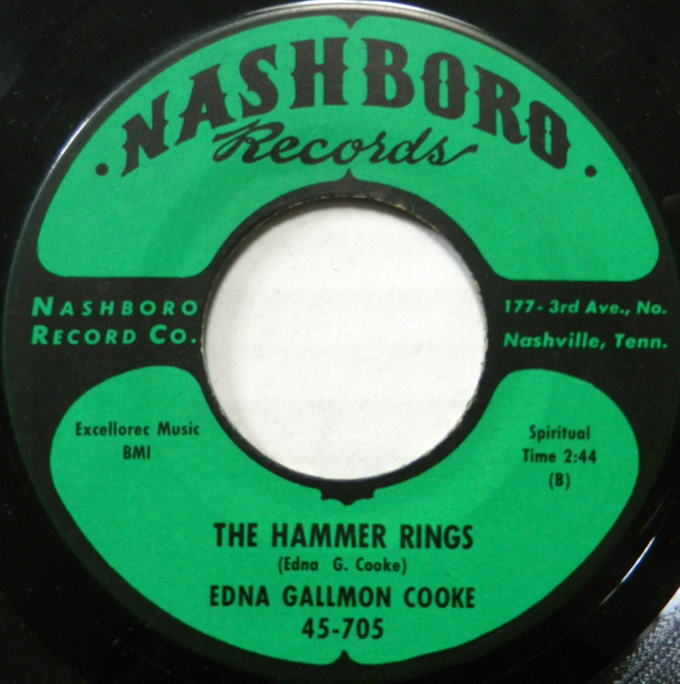 EDNA GALLMON COOKE Gospel VG++ NASHBORO 45 Stop Gambler / The Hammer ...