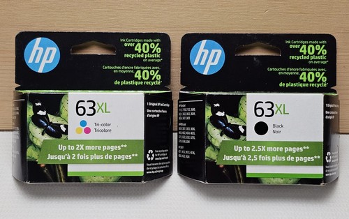 New Genuine Hp 63XL Black & 63XL Color Ink Cartridges Combo Pack OEM ...