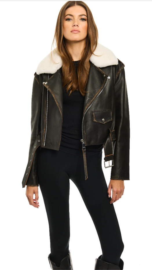SAM. New York. Distressed SHEARLING LAINEY. New (Never Worn). Lamb Skin ...
