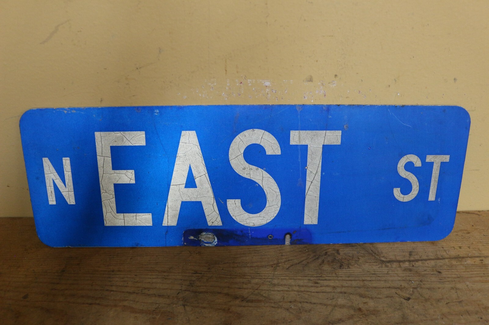 Original Retired Vintage EAST Street 2 Sided 18" Blue Metal Road Sign ...