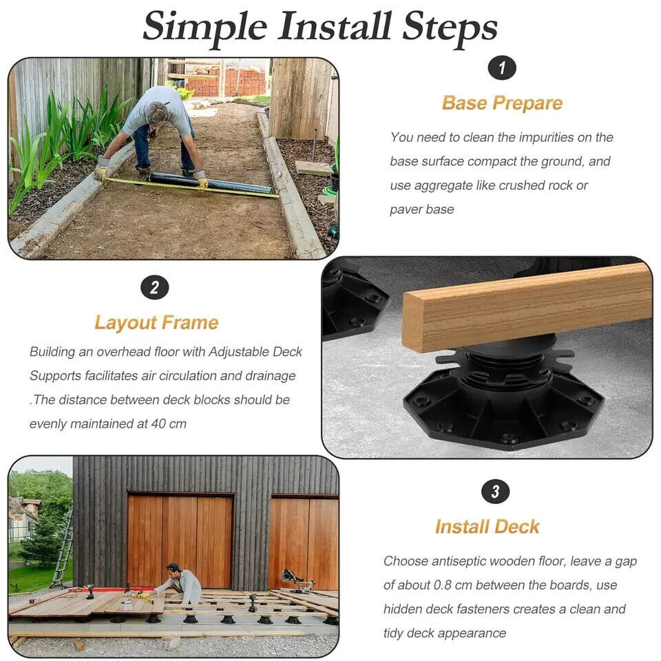 Deck Blocks, 10PCS Deck Support Pedestal Paver, Adjustable Deck ...