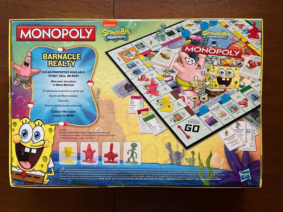 SpongeBob MONOPOLY Board Game Nickelodeon Edition 2014 - New Factory ...