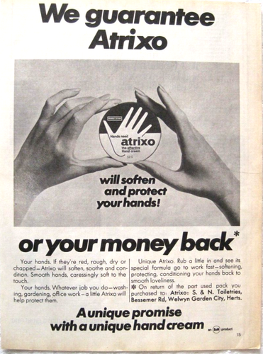Original 1970 Print Advert Atrixo Hand Cream | eBay