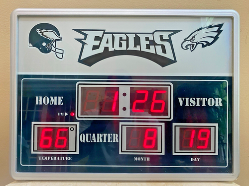 NFL Phil Eagles Large 14”X19” Electronic Wall Scoreboard / Clock ...
