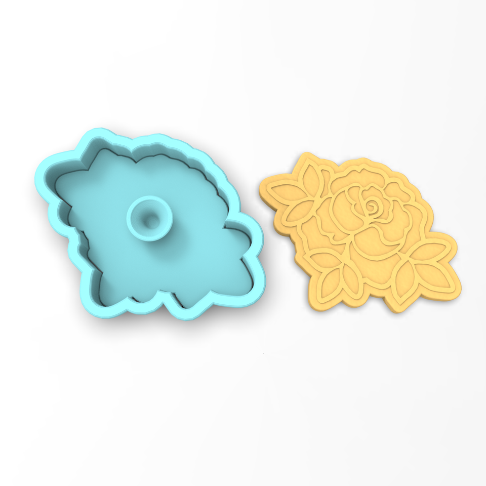 Rose with Leaves Cookie Cutter & Stamp #3 | Valentine's Wedding Bridal ...