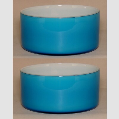 Compote Bowl 8"D 3.5"Hi Set/2 BLUE Glass Cylindrical 3-Feet FREE ...