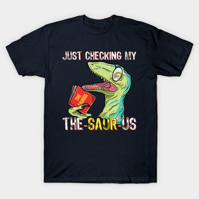 Cute Humor Funny T Rex Reading Book and Thesaurus Pun Animal Humor T ...