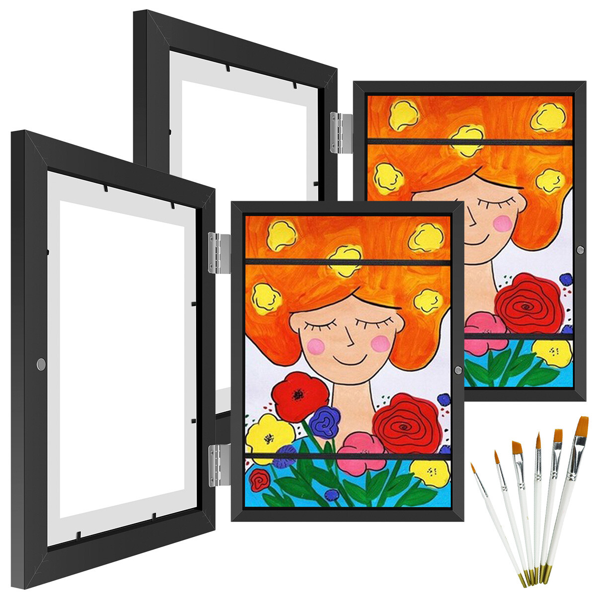 2x Kids Art Frame A4 Front Opening Photo Frames with Stand Wooden 100 ...
