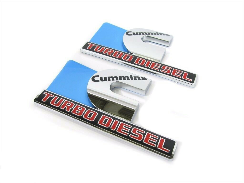 02-14 Dodge Ram CHROME CUMMINS TURBO DIESEL NAMEPLATE EMBLEM SET / 2 ...