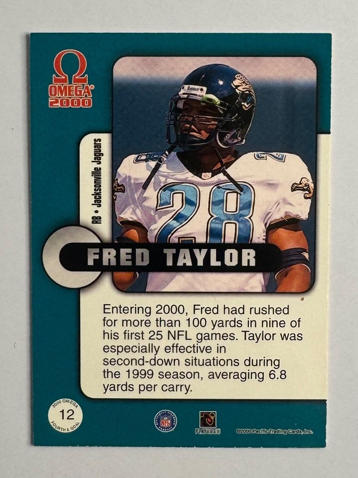 Fred Taylor 2000 Pacific Omega Fourth & Goal GREEN COLORS PARALLEL #12 ...
