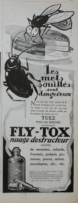 PUBLICITÉ DE PRESSE 1926 FLY-TOX nuage destructeur tuer tous les ...