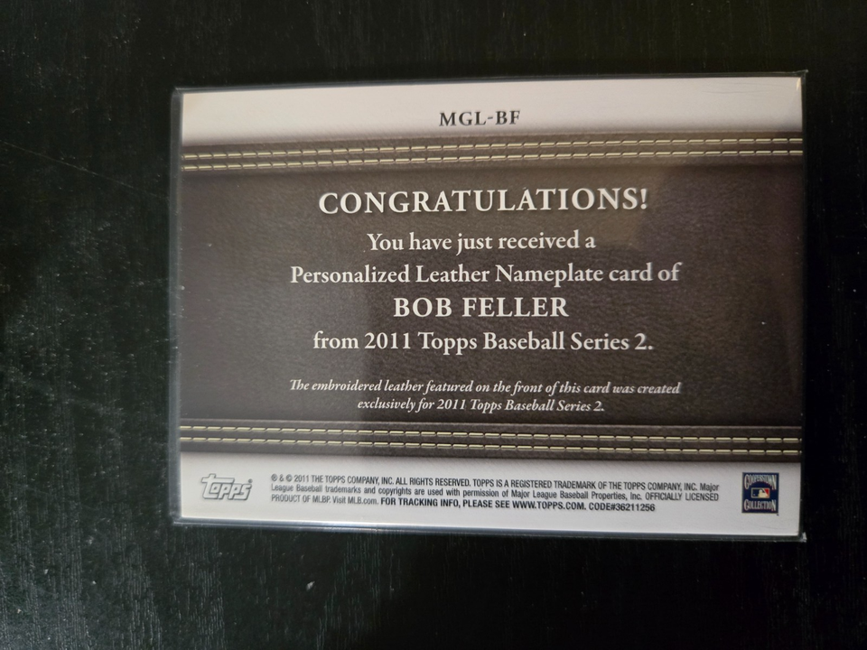 2011 Topps Bob Feller LEATHER NAMEPLATE Cleveland Indians | eBay