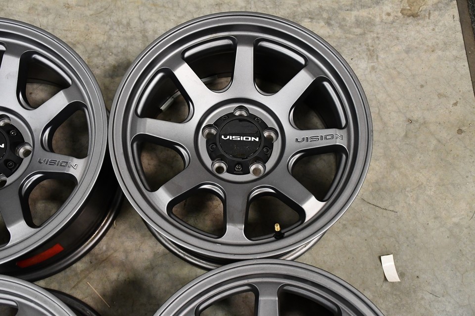 Set 4 16" Vision Off-Road 351 Flow Satin Grey Wheels 16x8 5x5.5 Truck ...