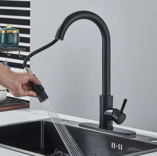 Touch sensor Kitchen Sink Faucet Black Pull Down Sprayer Single Handle ...