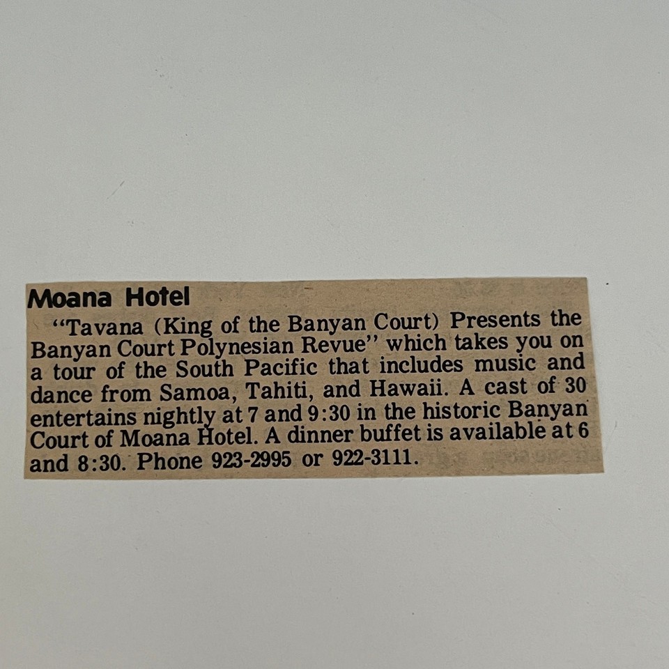Tavana Presents The Banyan Court Polynesian Revue 1977 Hawaii Travel Ad ...