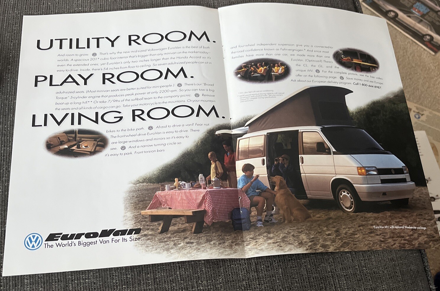 1992 VW Eurovan Weekender Camper Minivan Ad Volkswagen Advertisement | eBay