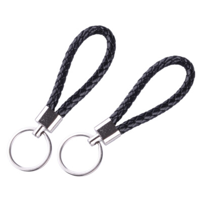 2x PU Leather Car Keychain Strap Key Ring Key Chain Braided Rope | eBay ...
