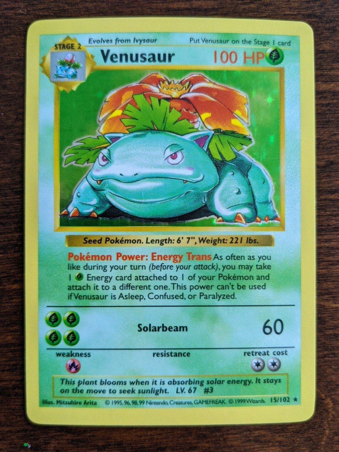 Venusaur Holo Shadowless Pokemon Card Base Set 15/102 English | eBay