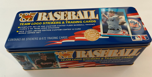 1987 Fleer Factory Glossy Baseball Tin Set. 672 Trading Cards + 66 Logo ...