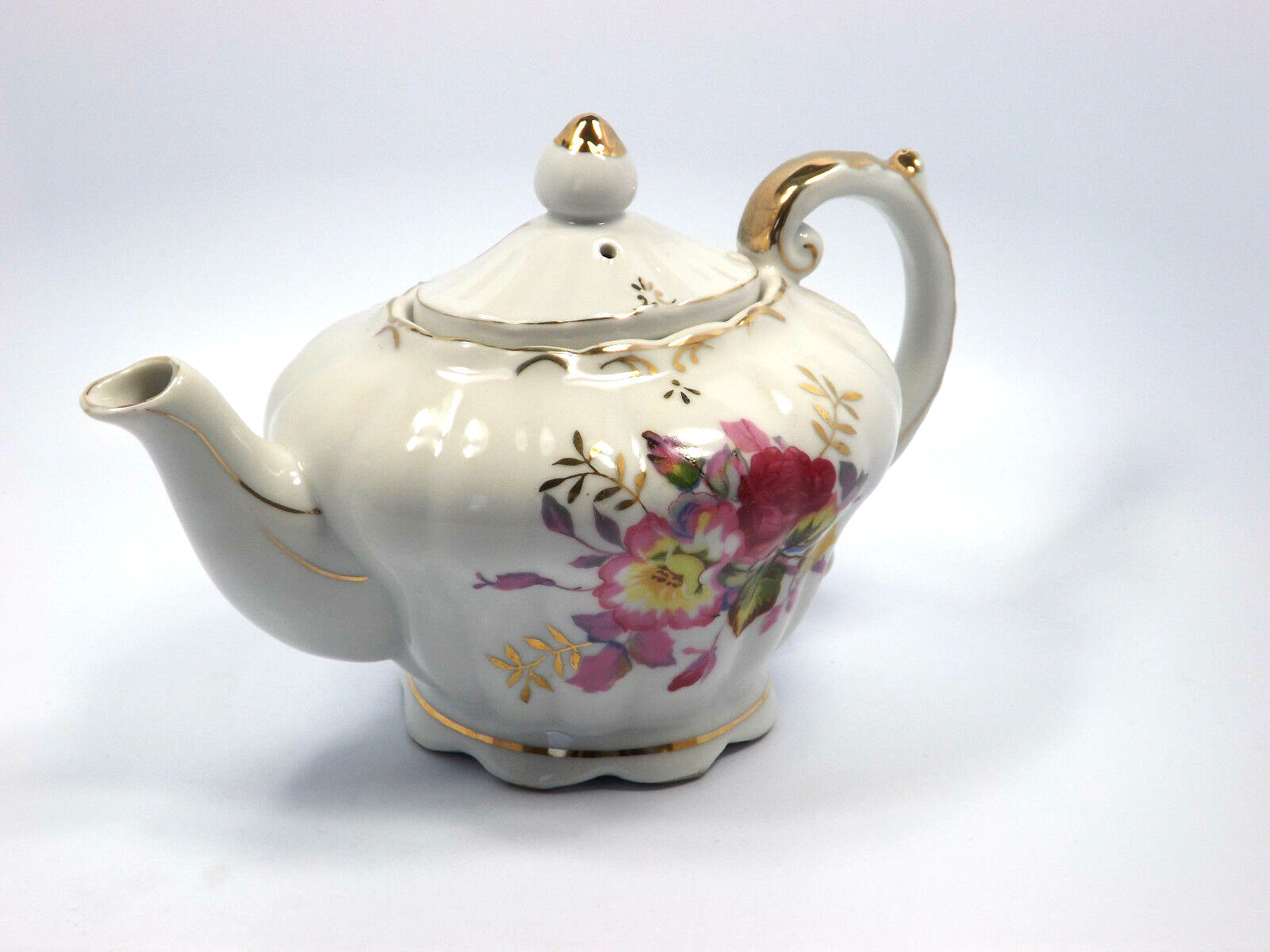 Vintage Porcelain Music Box Teapot Floral with Gold Trim, 6 1/4" | eBay