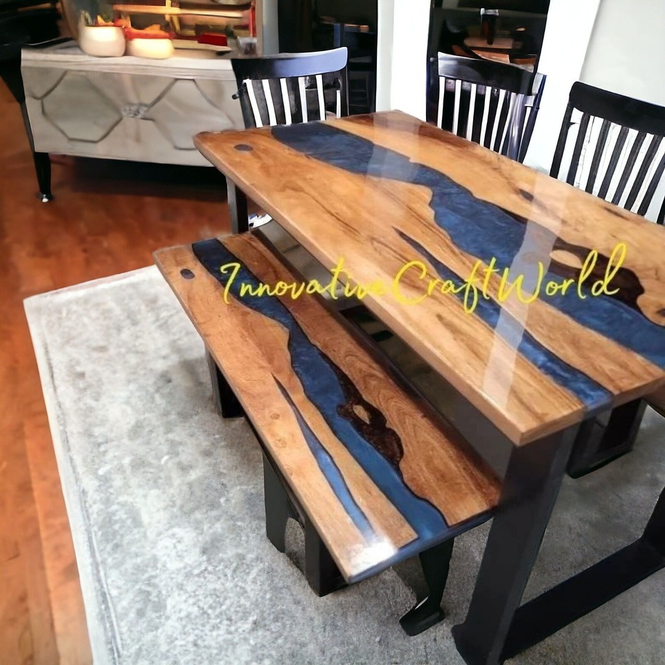 Epoxy Dining Table, blue River Table, Epoxy Table Top, 60"x36", Epoxy Table | eBay
