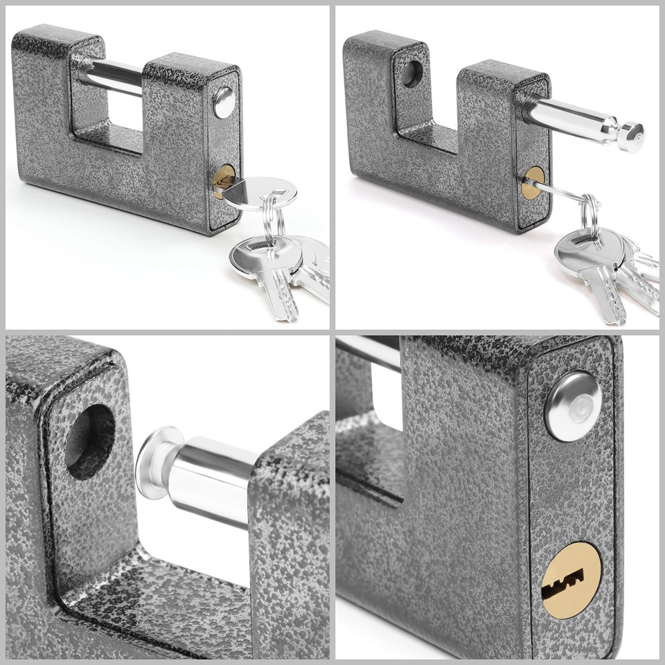 Heavy Duty Padlock with 4 Keys - Hardened Solid Steel Hardware ...