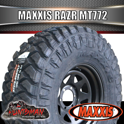 15" Black Steel Wheel Rim & Maxxis MT772 RAZR 33x12.5R15 L/T Mud tyre ...