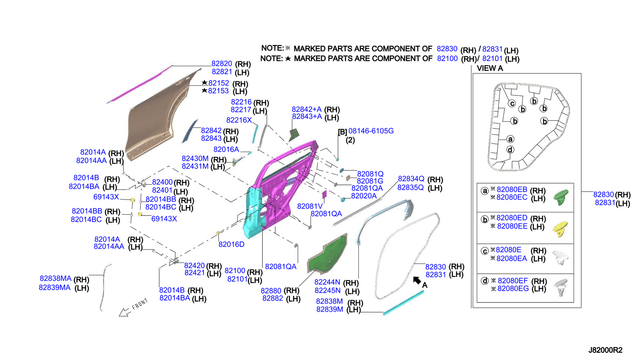 Genuine Nissan Cover Rear Door Sash Right-hand 822D2-5MP1A for sale ...