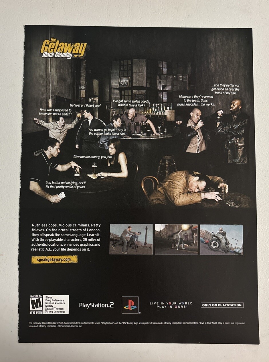 The Getaway Black Monday PS2 Magazine Print Ad Advertisement 2005 | eBay