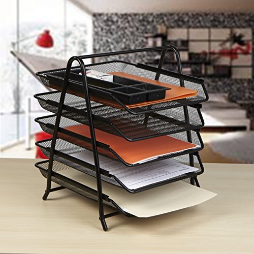 5-Tier Paper Tray, Desktop Organizer File Storage, Workspace, Office ...