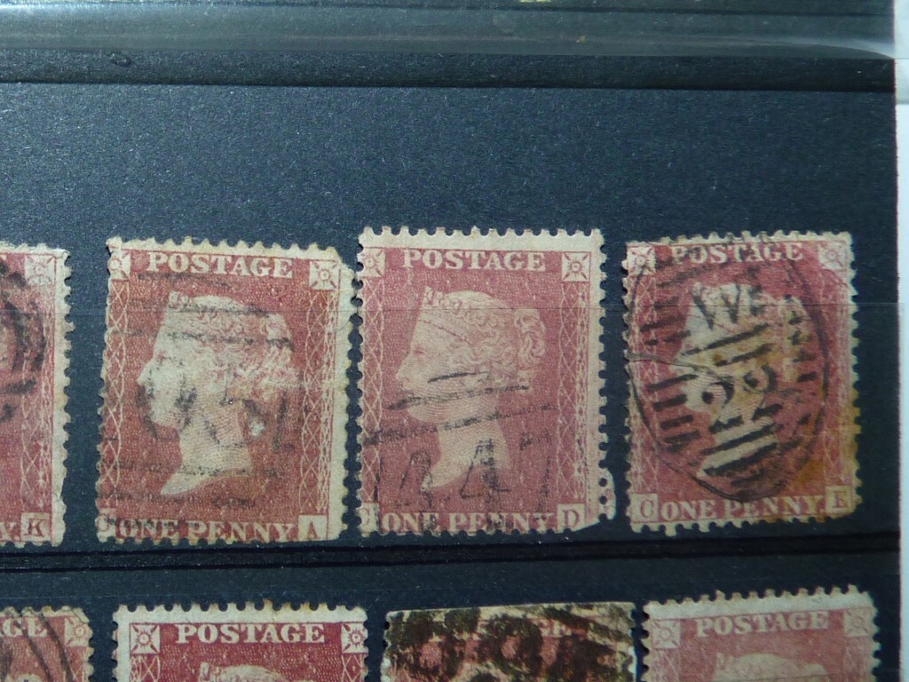 Lot 18 Antique 1855 Penny Red Stamps, Great Britain, Various Corner ...