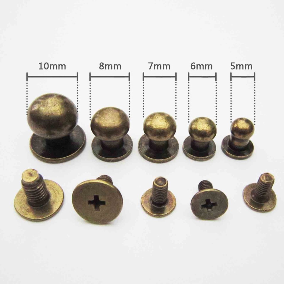 10pcs Solid Brass Round Head Stud Screwback Leather Bag Chicago Screw ...