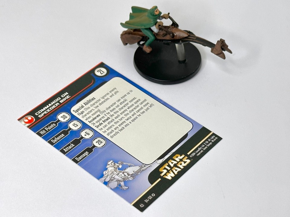 Star Wars Miniatures REBEL STORM Commando on Speeder Bike 04/60 w card ...